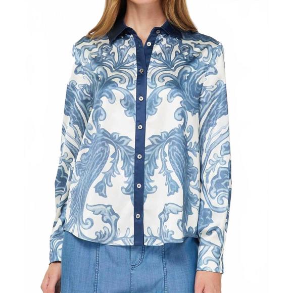 Current Air | Tops | New Current Air Long Sleeve Baroque Swirl Top In ...